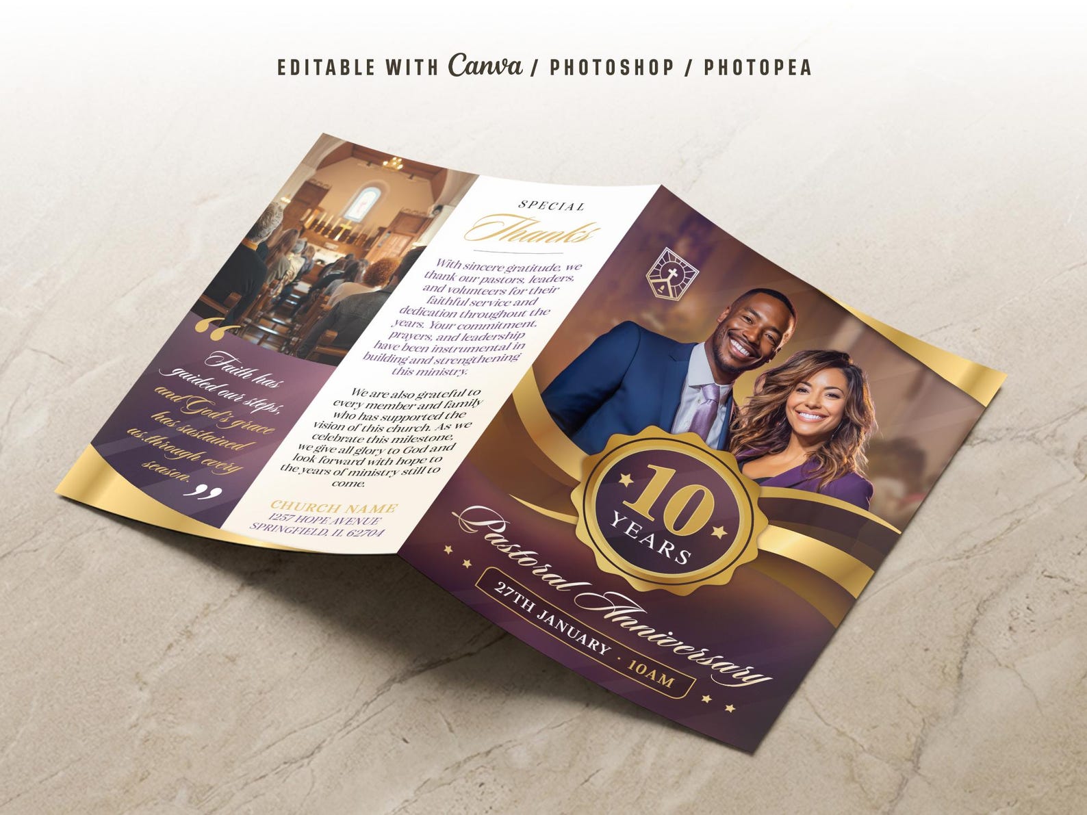 Pastoral Anniversary Program Template: Church Appreciation Event, DIY ...