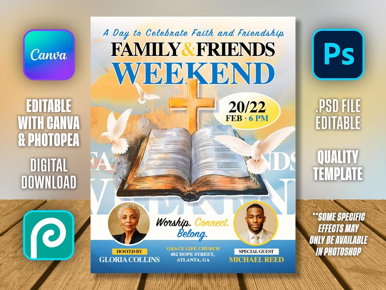 Editable Family and Friends Day Church Flyer: Sunday Weekend ...