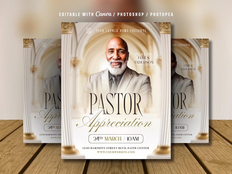 Pastor Appreciation Flyer: Church Anniversary Honor Service Template ...