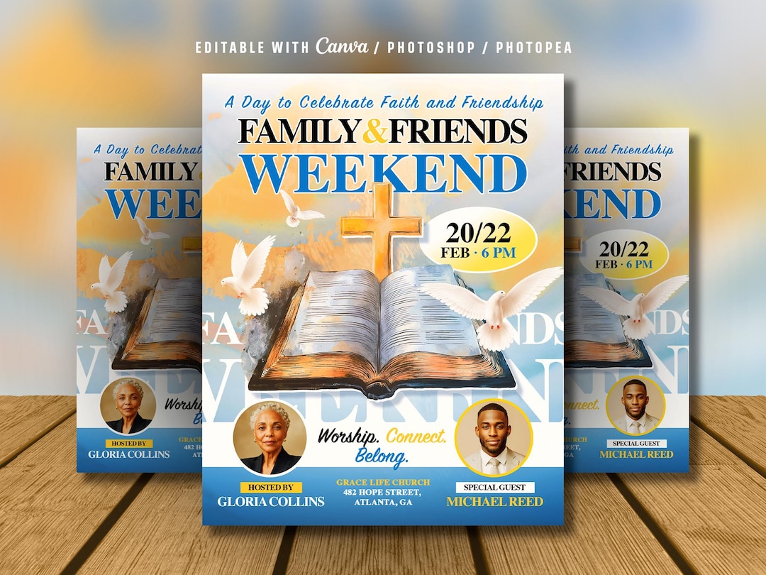Editable Family and Friends Day Church Flyer: Sunday Weekend ...