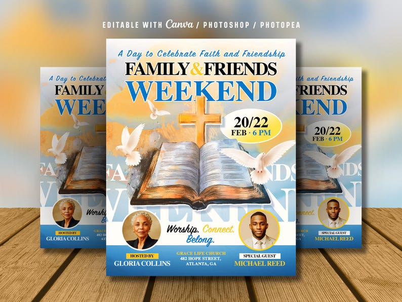 Editable Family and Friends Day Church Flyer: Sunday Weekend ...
