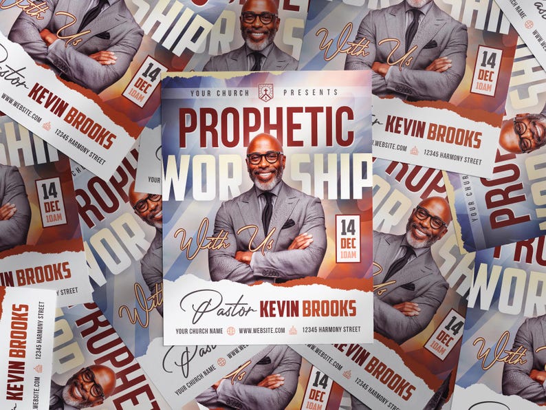 Prophetic Worship Church Flyer Template: Revival, Encounter, Conference ...
