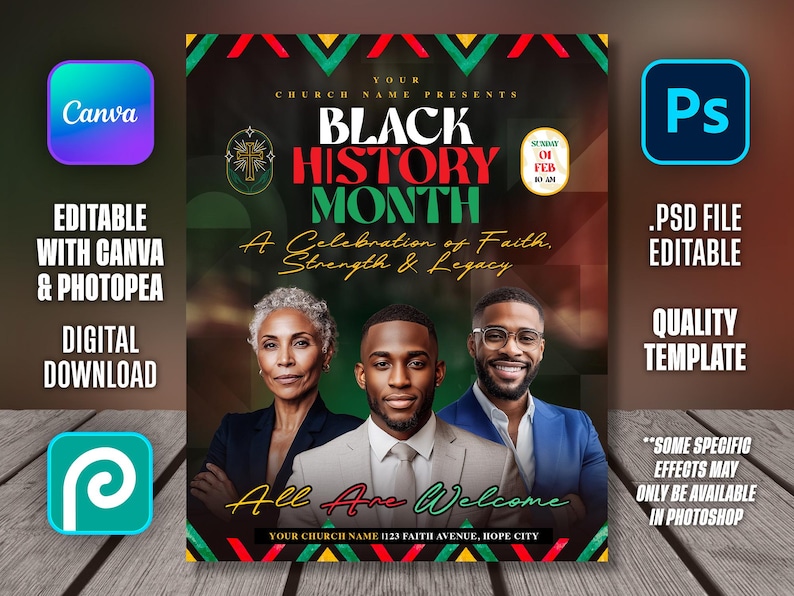 Black History Month Flyer Template: Celebration Event, Church Service ...
