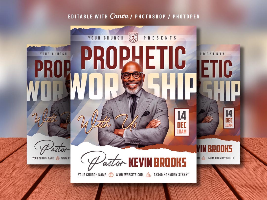 Prophetic Worship Church Flyer Template: Revival, Encounter, Conference ...