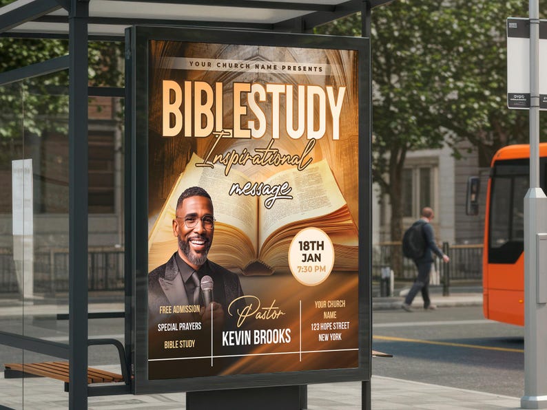 Editable Bible Study Church Flyer: Prayer Service, Revival Church ...