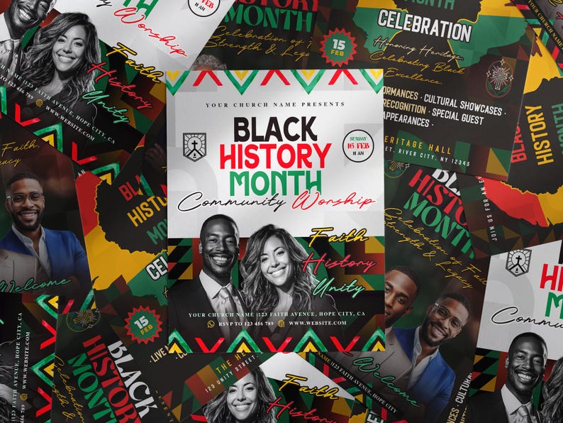 Black History Month Flyer Template: Celebration Event, Church Service ...