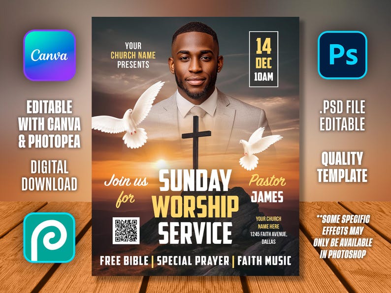 Editable Sunday Church Flyer Template: Canva, PSD (digital Download) - Etsy
