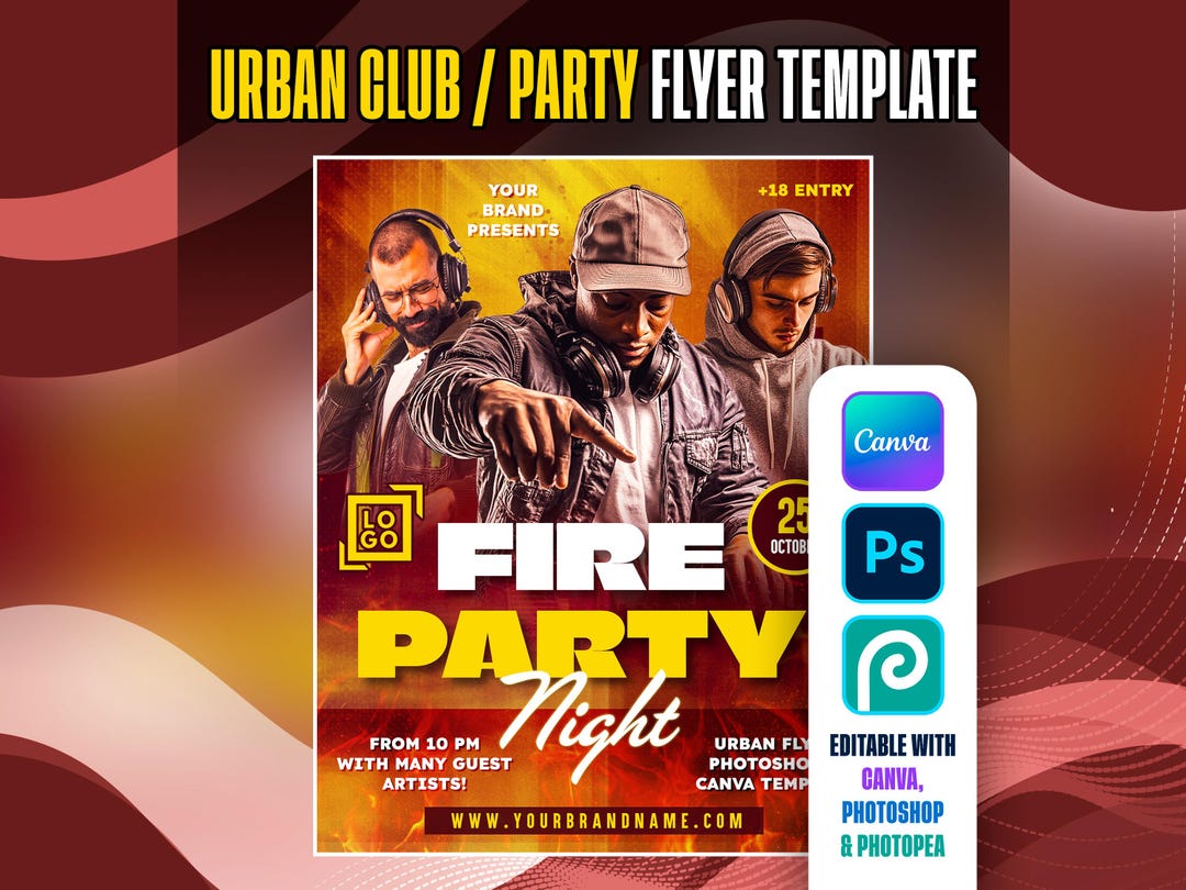 Fire Party Flyer Template, Urban Hip Hop Flyer, Club Event Design ...
