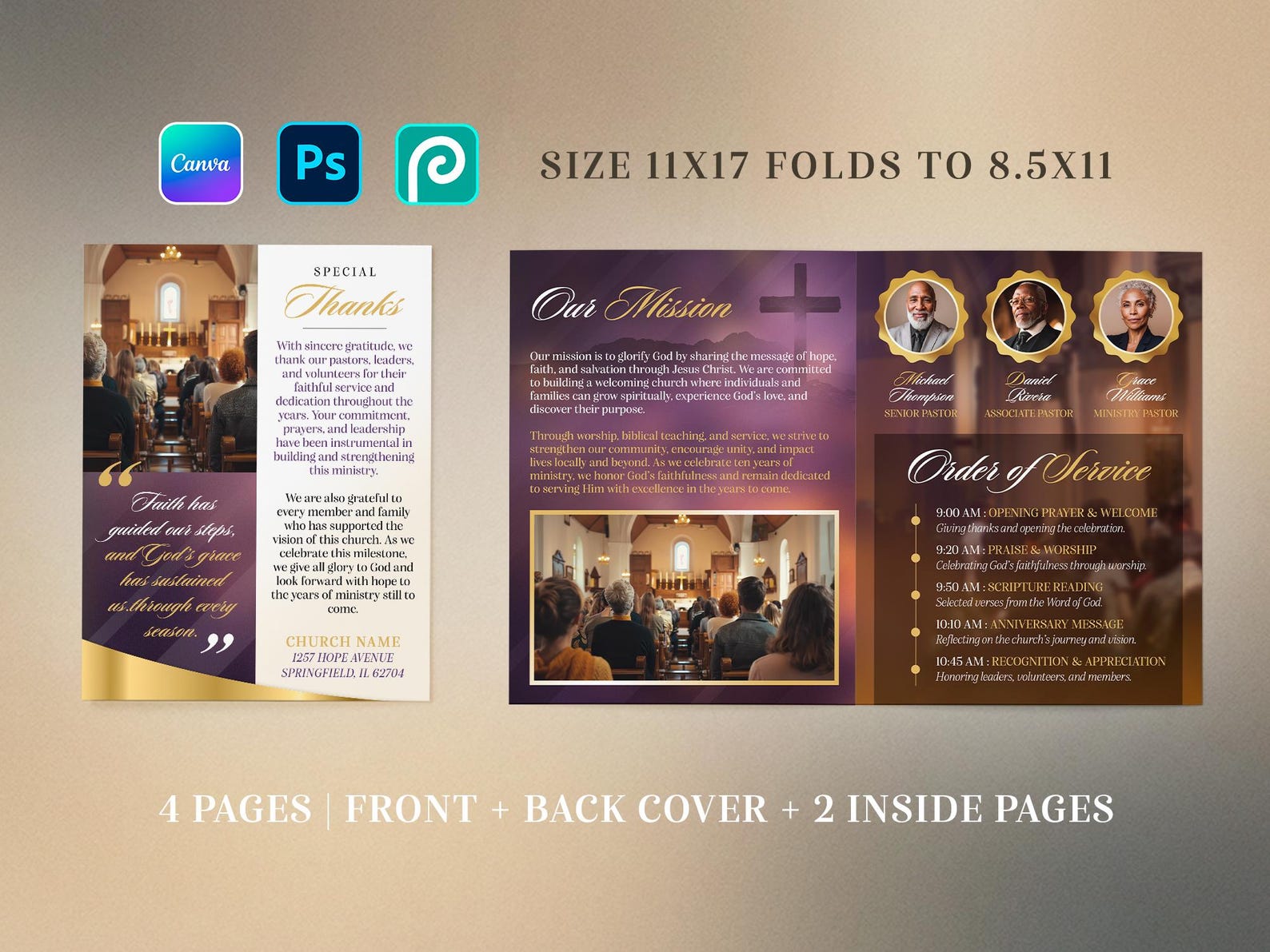 Pastoral Anniversary Program Template: Church Appreciation Event, DIY ...