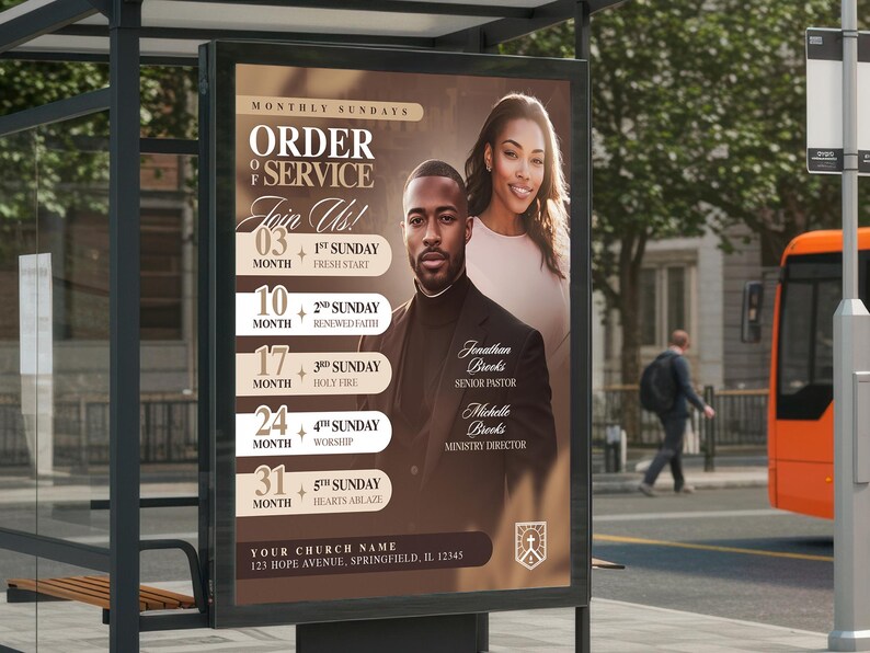 Church Order of Service Flyer Template: Church Schedule Program, Weekly ...