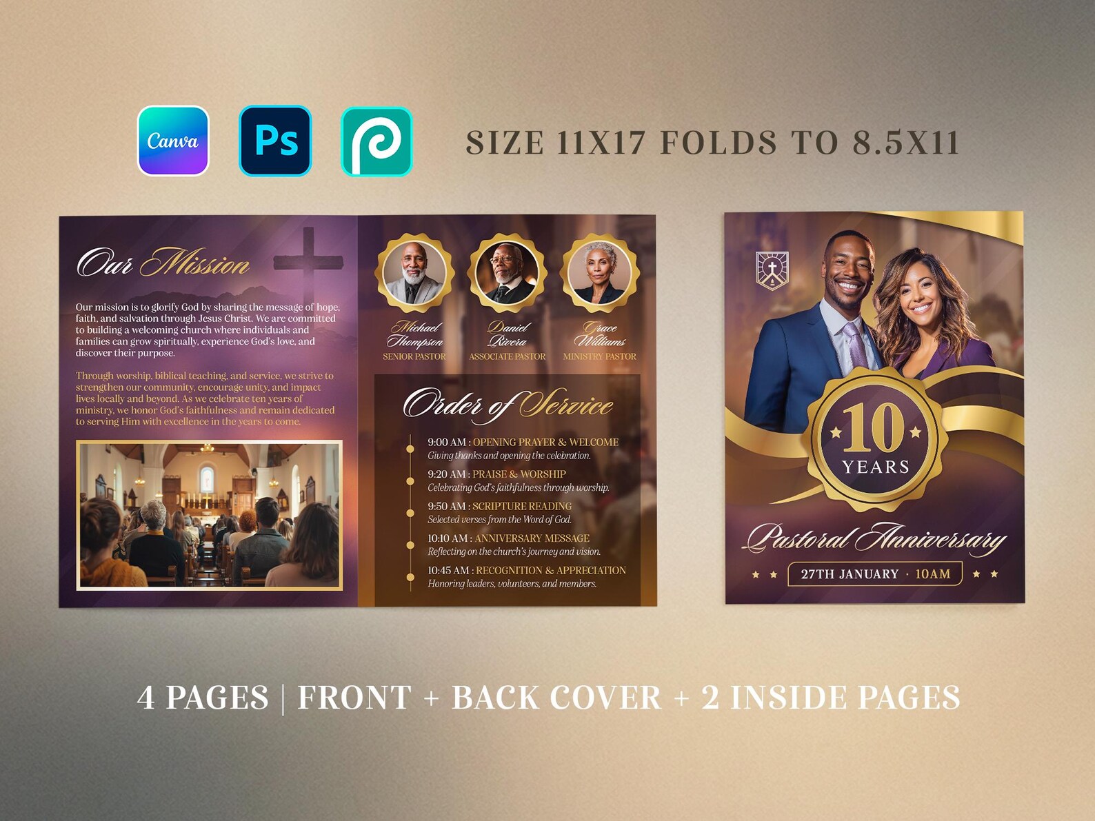 Pastoral Anniversary Program Template: Church Appreciation Event, DIY ...