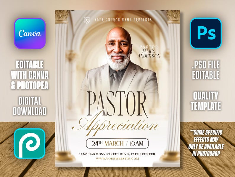 Pastor Appreciation Flyer: Church Anniversary Honor Service Template ...