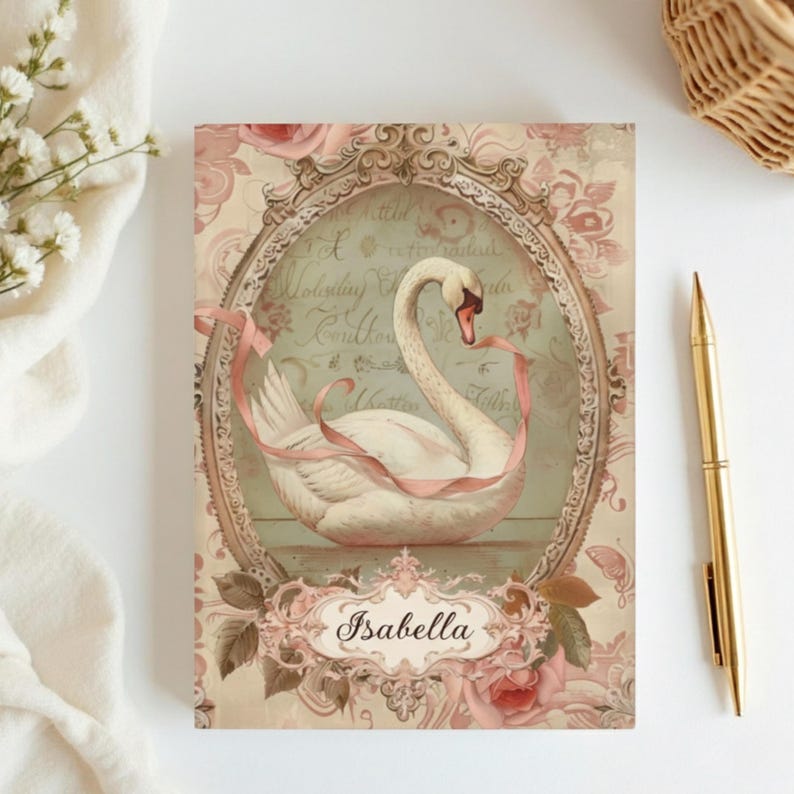 Vintage Swan Notebook | Victorian Aesthetic Journal | Balletcore Diary ...