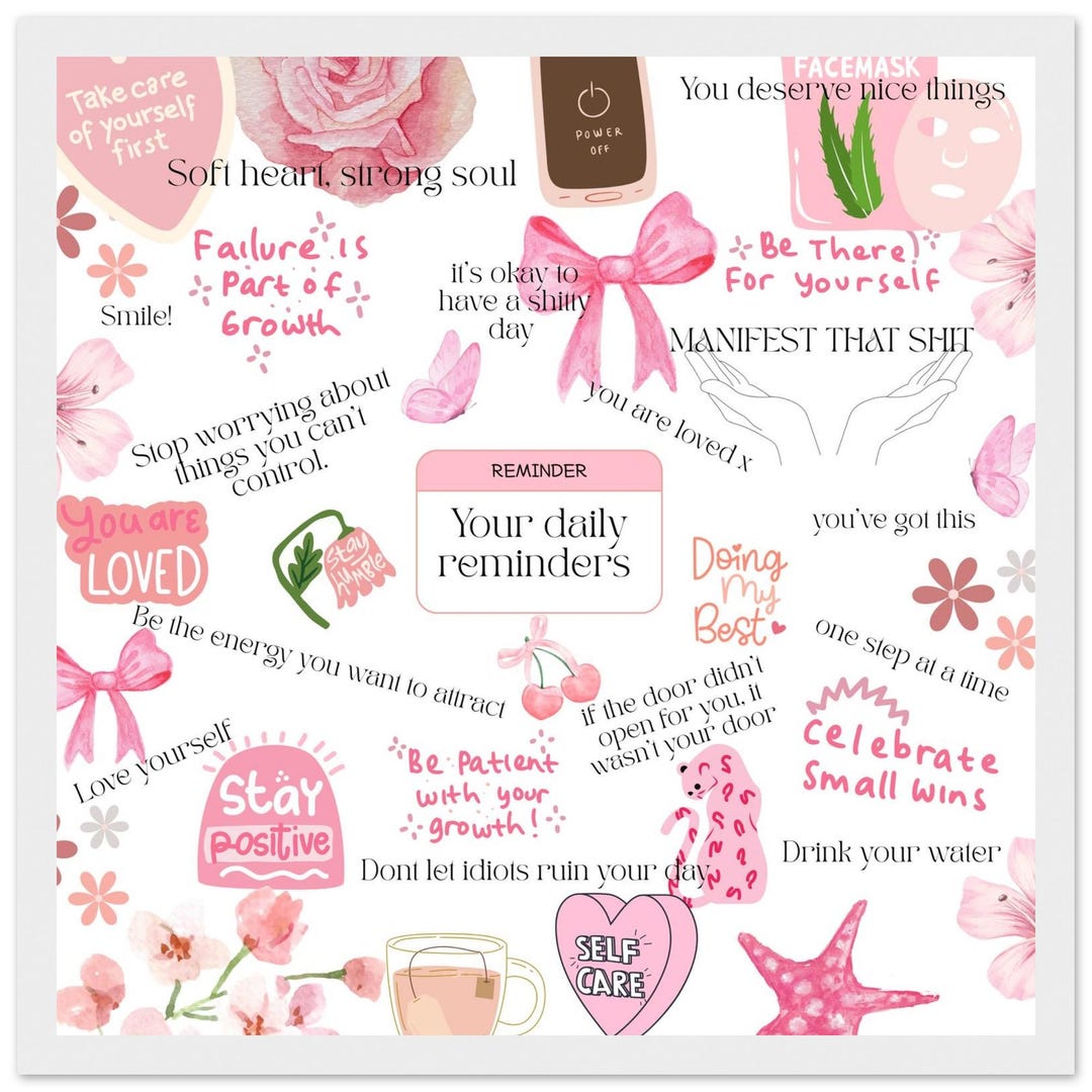 Daily Reminders Self Love Semi-glossy Wooden Frame Poster 30x30 Cm ...