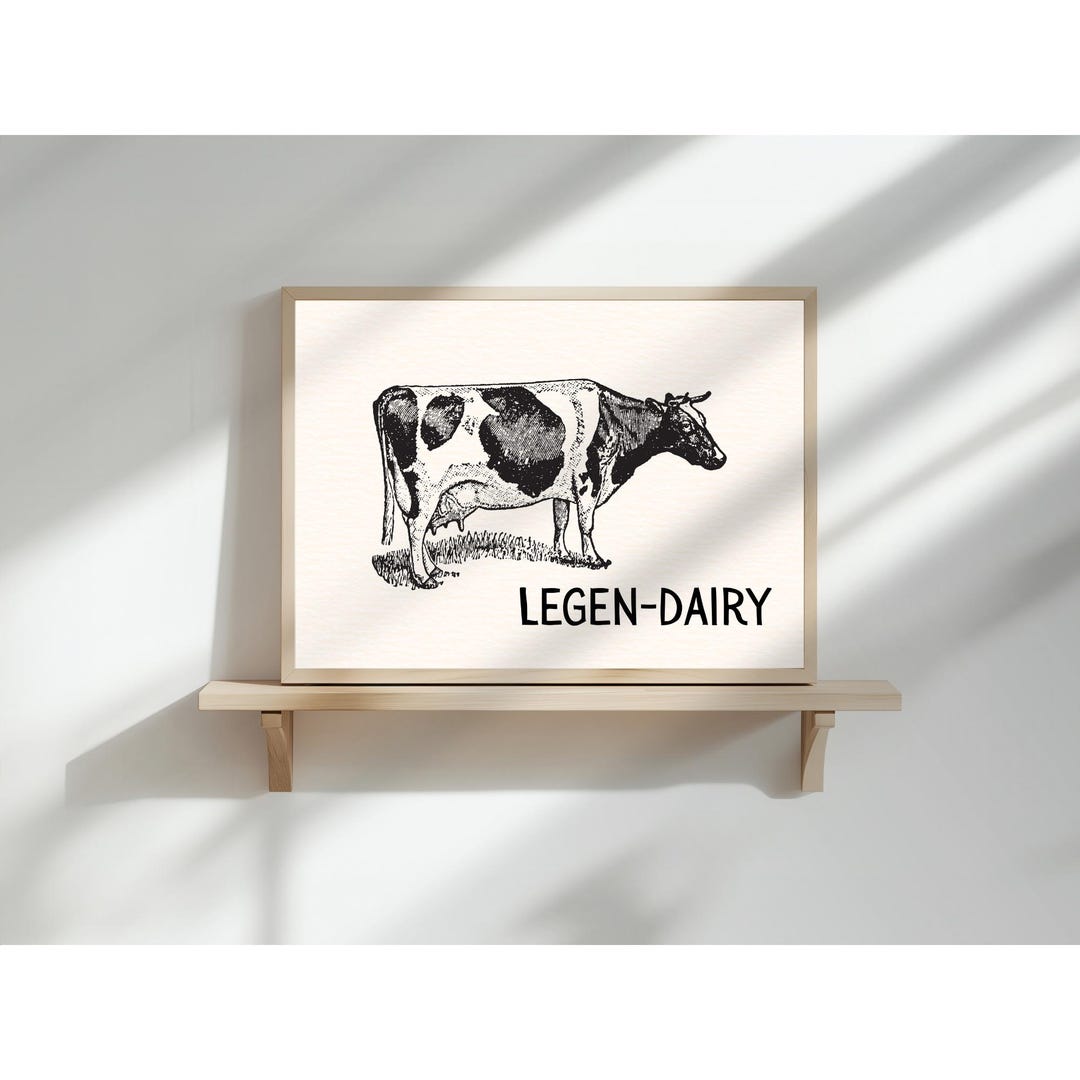 Legend-dairy Cow Art Print - Funny Tonal Typography Illustration ...