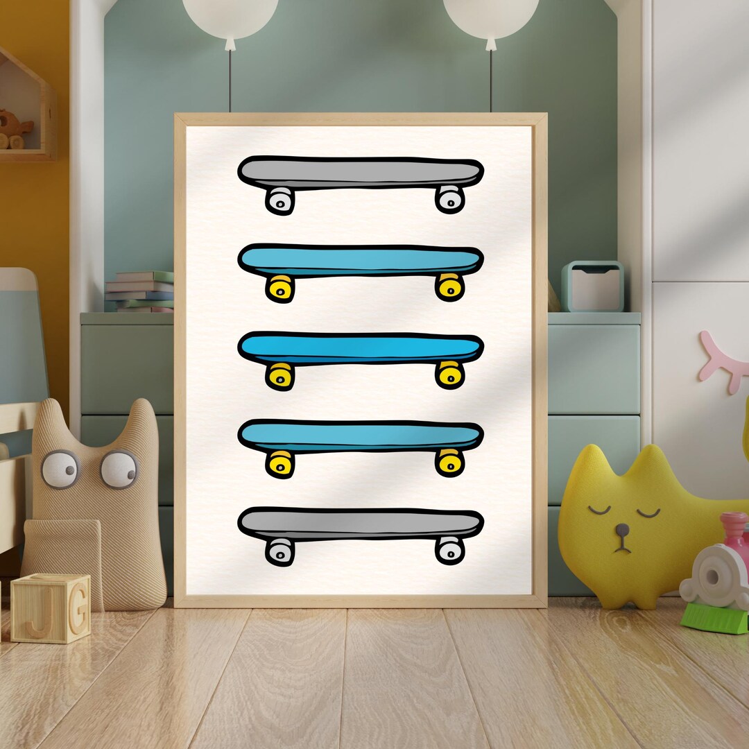 Bold Fun Colourful Skateboards Digital Art for Kids Bedroom Decor ...