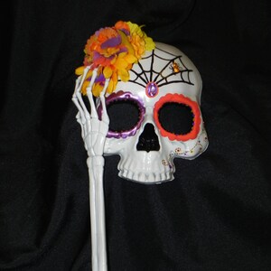 Multi Colored Day of the Dead Mask With Skeleton Hand Accent ...