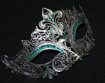 Light Blue Masquerade Mask with Glitter Accents | Etsy