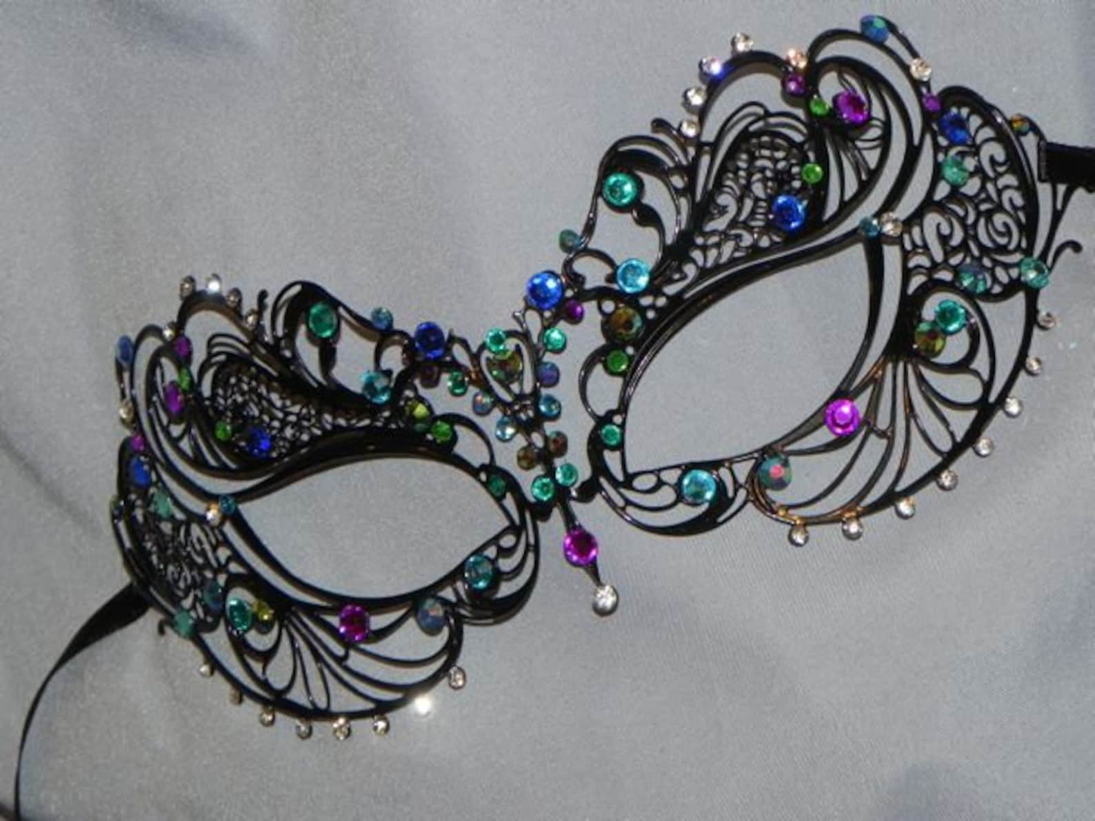 Masquerade Mask Metal Mask in Turquoise Blue and Purple - Etsy
