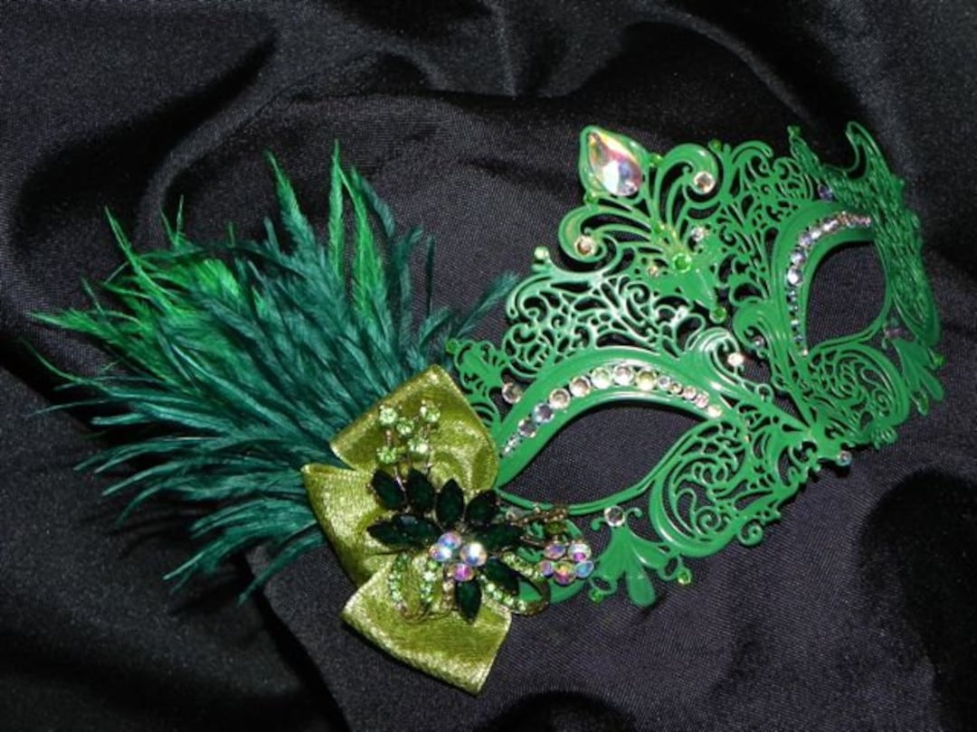 Metallic Masquerade Mask in Shades of Green - Etsy