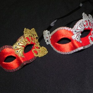 Masquerade Mask in Red and Gold With Velvet and Lace Accents - Etsy