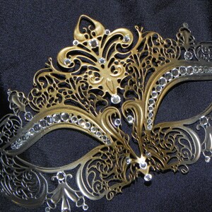 Gold and Silver Rhinestone Metallic Masquerade Mask With Gem Accents - Etsy