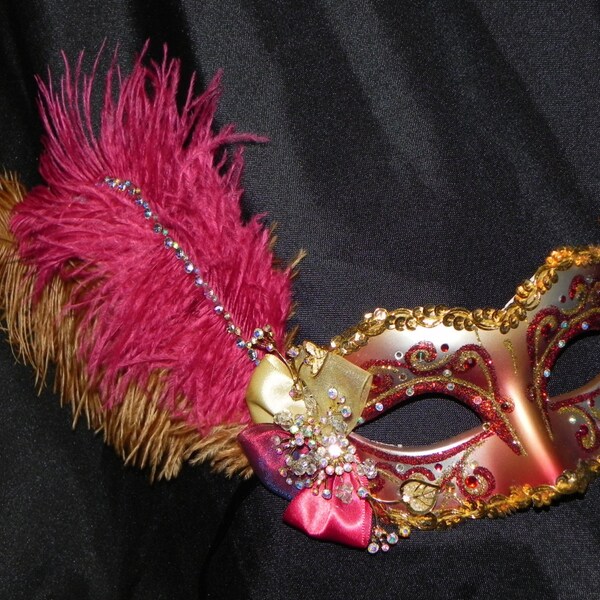 Gold and Burgundy Masquerade Mask - Etsy