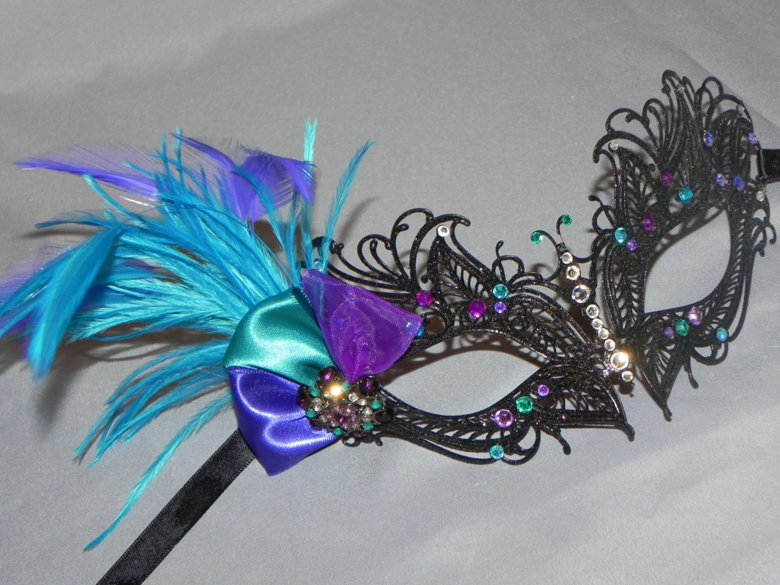 Black Metal Mask With Accents in Purple and Teal | Etsy