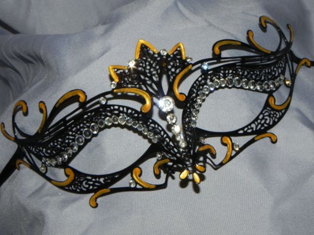 Flora Metallic Filigree Masquerade Mask With Metallic Accents - Etsy