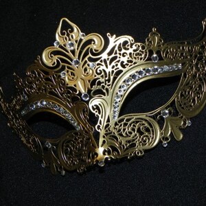 Rhinestone Metallic Masquerade Mask Gold Metal Mask - Etsy