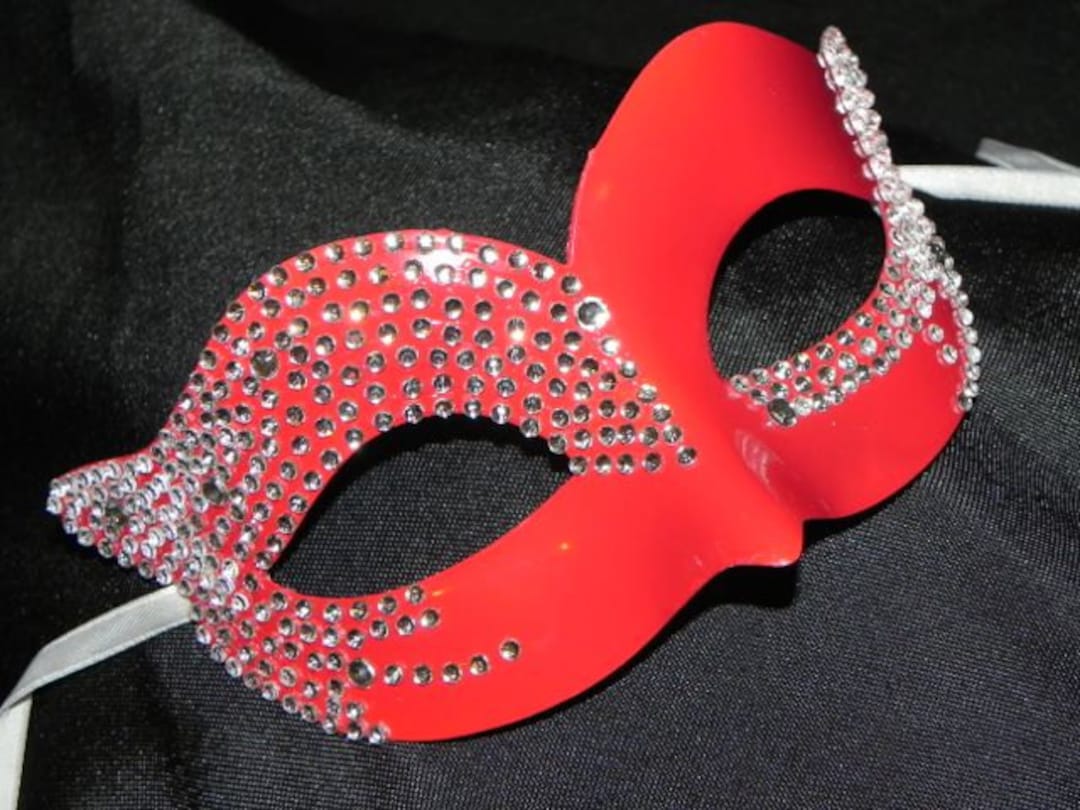 Red Mask With Rhinestone Accents - Etsy
