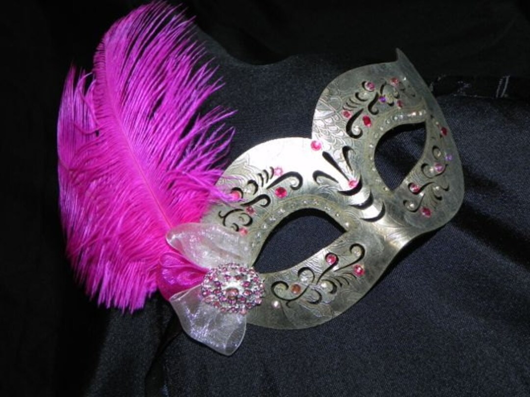 Hot Pink Leather Masquerade Mask With Silver Accents - Etsy