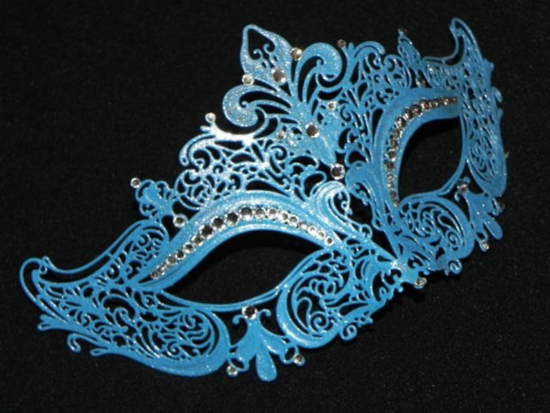 Light Blue Masquerade Mask With Glitter Accents - Etsy
