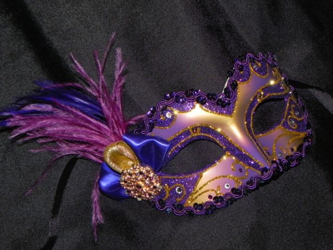Halloween Mask Shades of Purple and Gold-made to Order - Etsy
