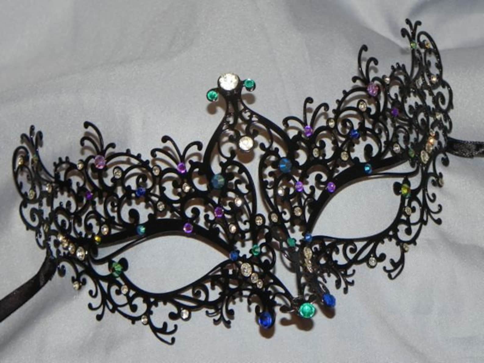 Metallic Scroll Filigree Masquerade Mask With Peacock Accents - Etsy