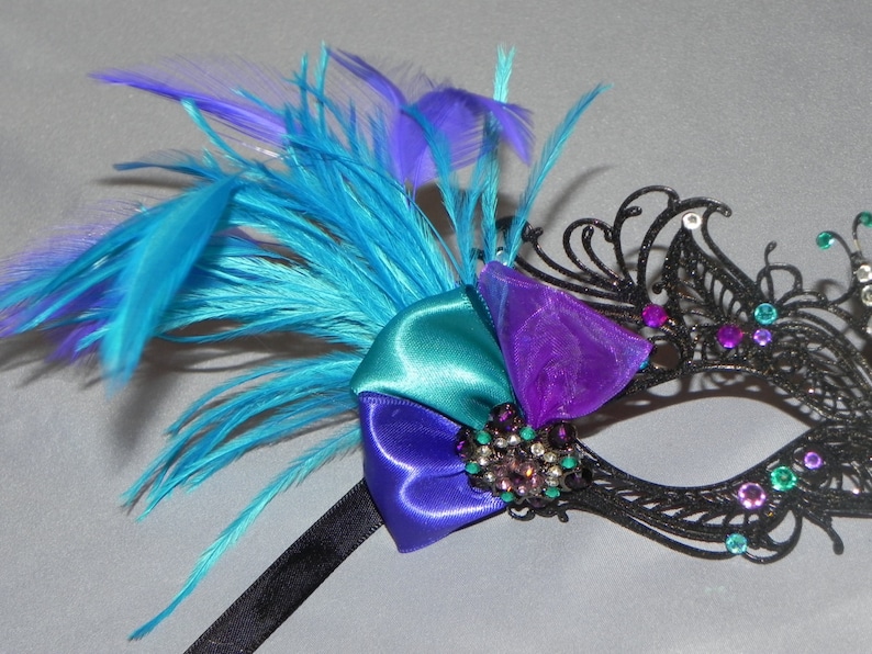 Black Metal Mask With Accents in Purple and Teal | Etsy
