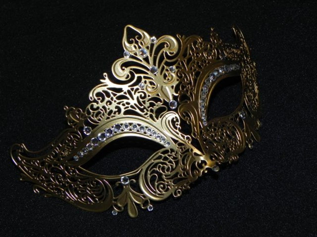 Rhinestone Metallic Masquerade Mask Gold Metal Mask - Etsy
