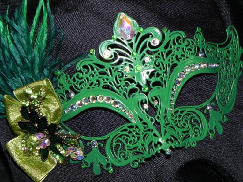 Metallic Masquerade Mask in Shades of Green | Etsy