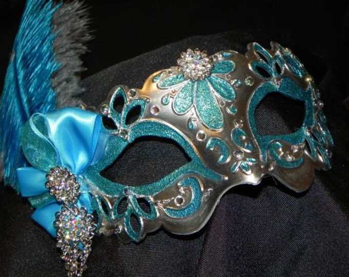 Masquerade Mask in Turquoise and Silver - Etsy