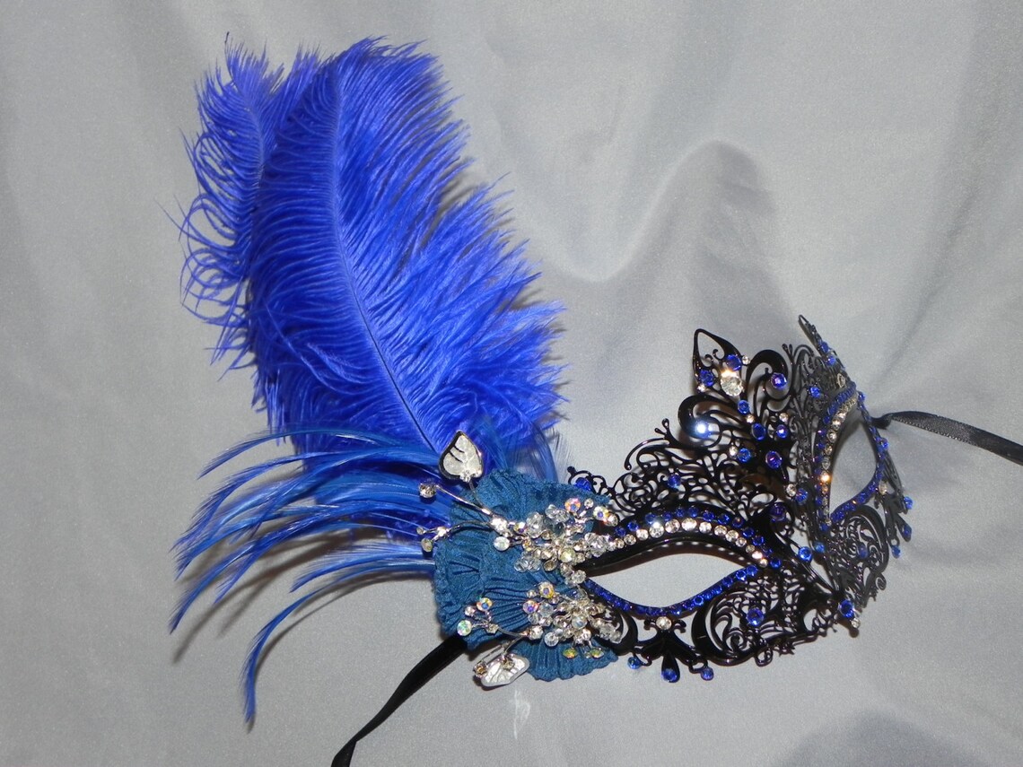 Black and Royal Blue Metallic Masquerade Mask Made to Order - Etsy ...