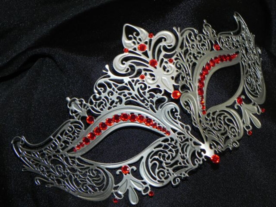 Silver and Red Halloween Metal Mask | Etsy