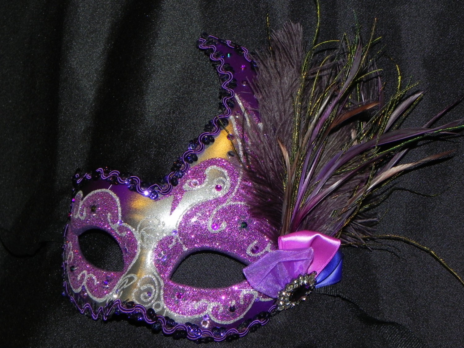 Halloween Mask in Shades of Purple and Silver - Luna Mask - Etsy