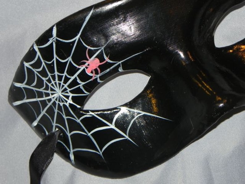 Spider Web Masquerade Mask With Black Red and Silver Accents - Etsy
