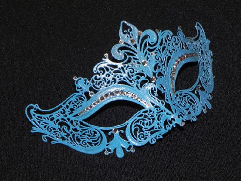 Light Blue Masquerade Mask With Glitter Accents - Etsy
