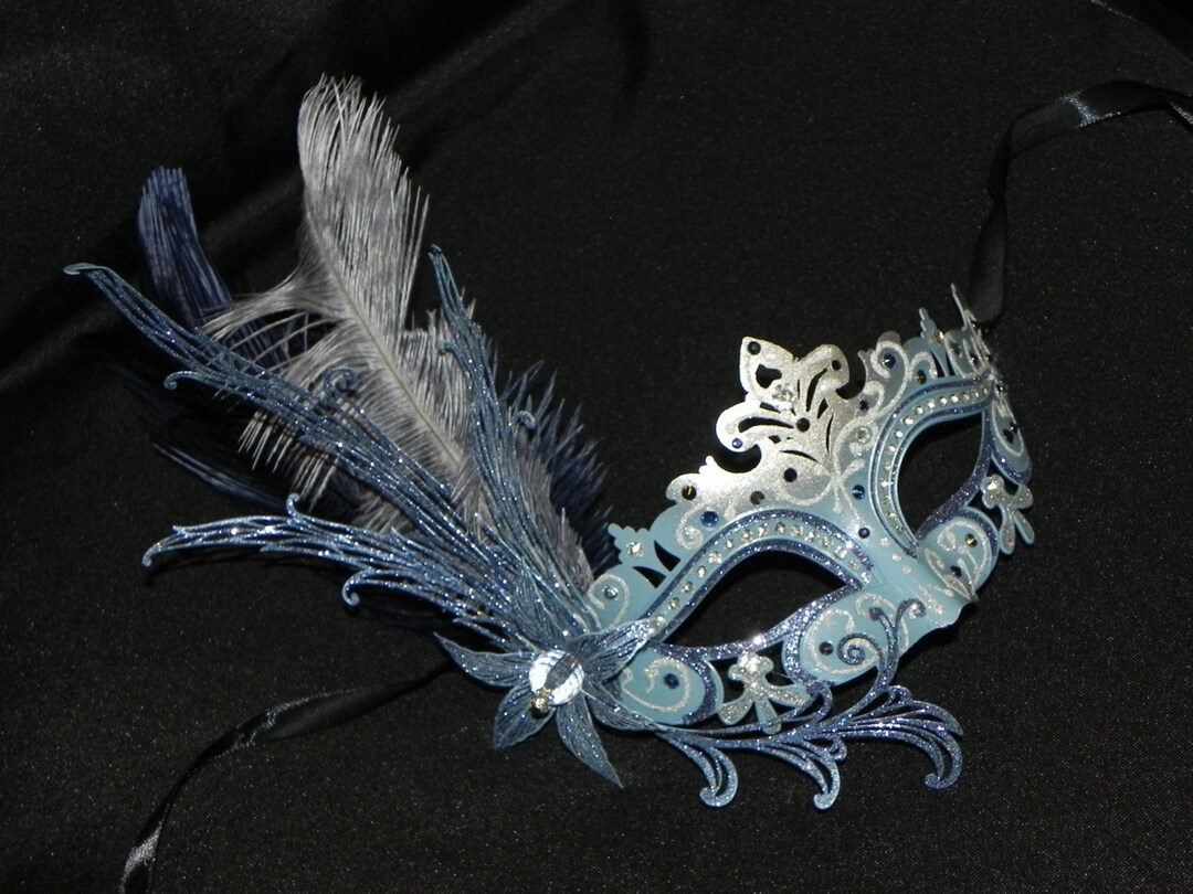 Metal Mask in Shades of Dusty Blue, Gray and Silver Laser Cut Metal ...