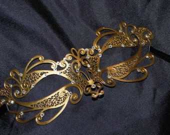 Flora Metallic Filigree Masquerade Mask With Extra Stones | Etsy