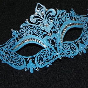 Light Blue Masquerade Mask With Glitter Accents - Etsy