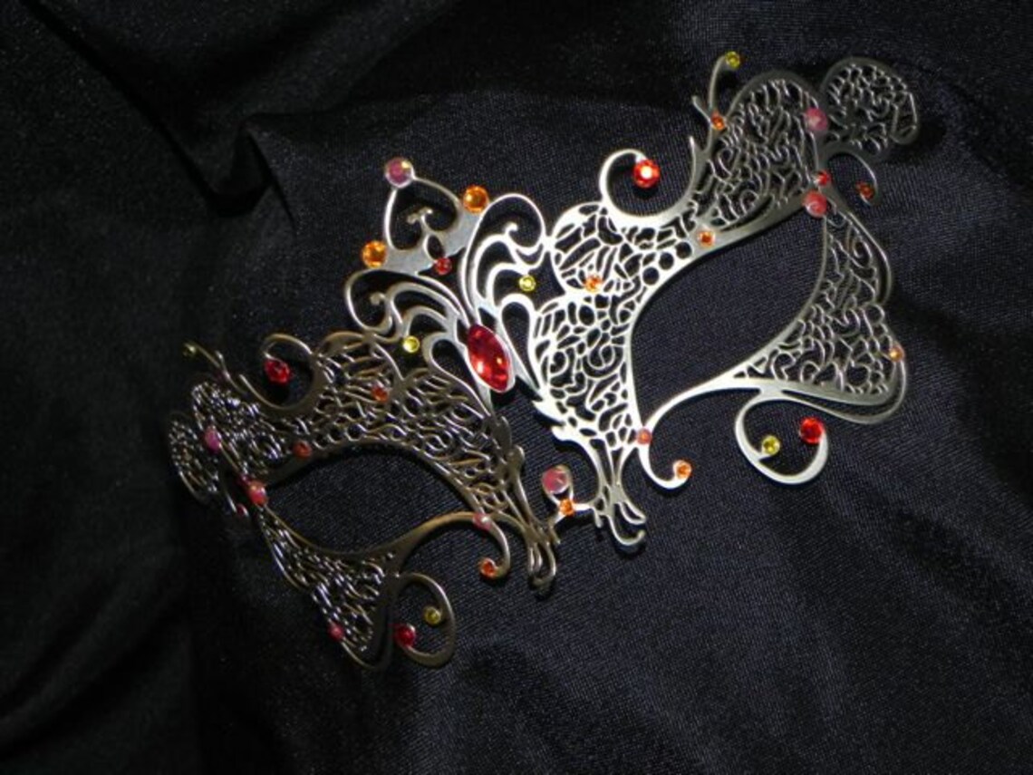 Red Orange and Yellow Metal Masquerade Mask - Etsy