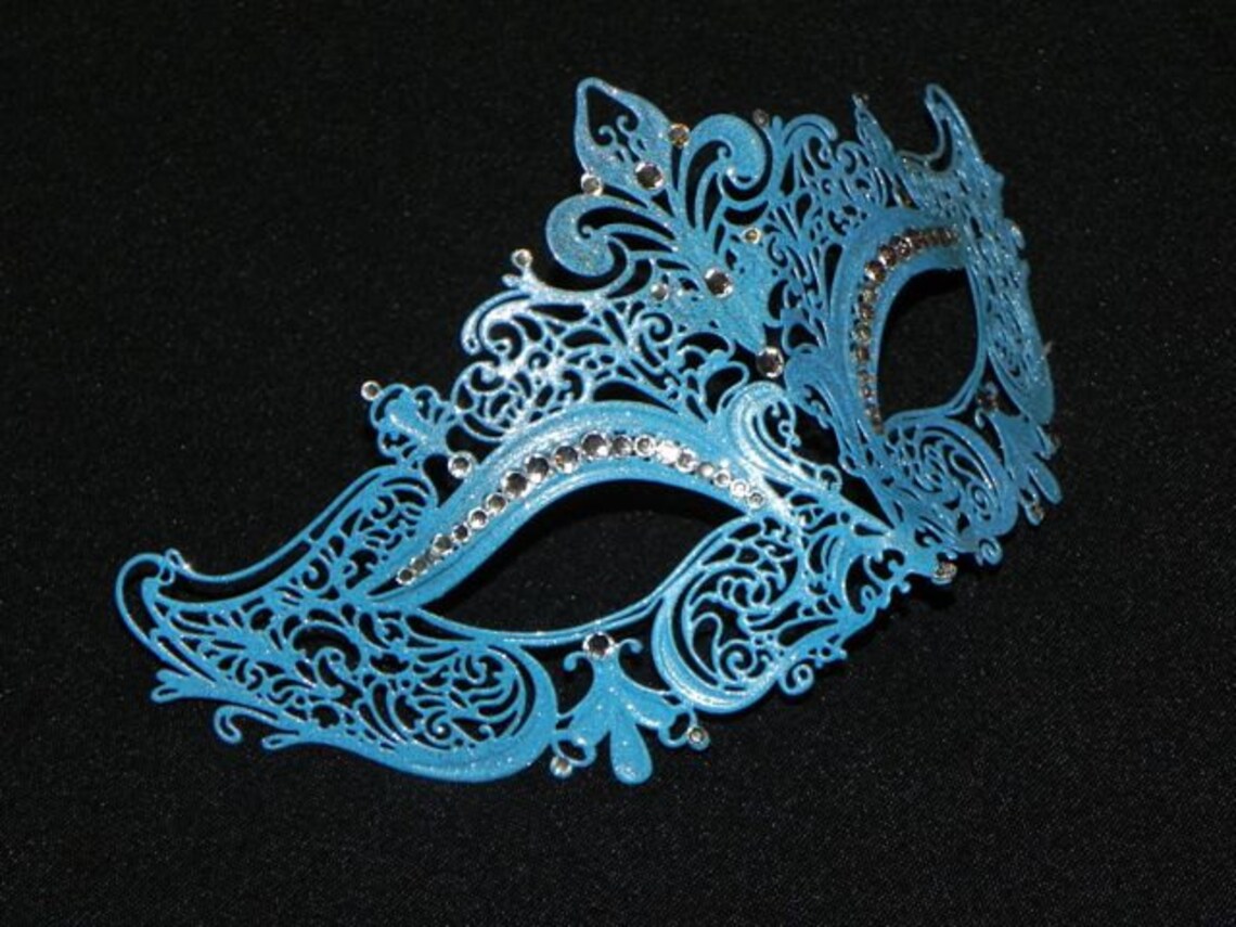 Light Blue Masquerade Mask With Glitter Accents - Etsy