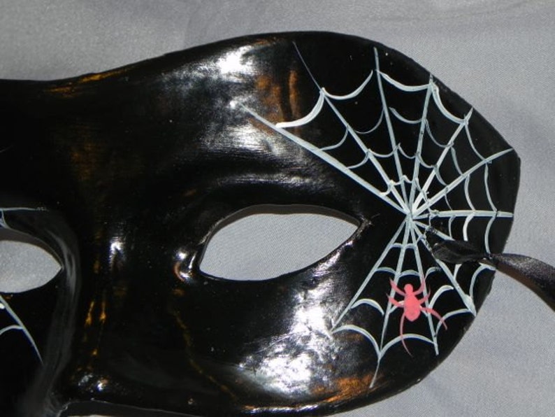Spider Web Masquerade Mask With Black Red and Silver Accents | Etsy